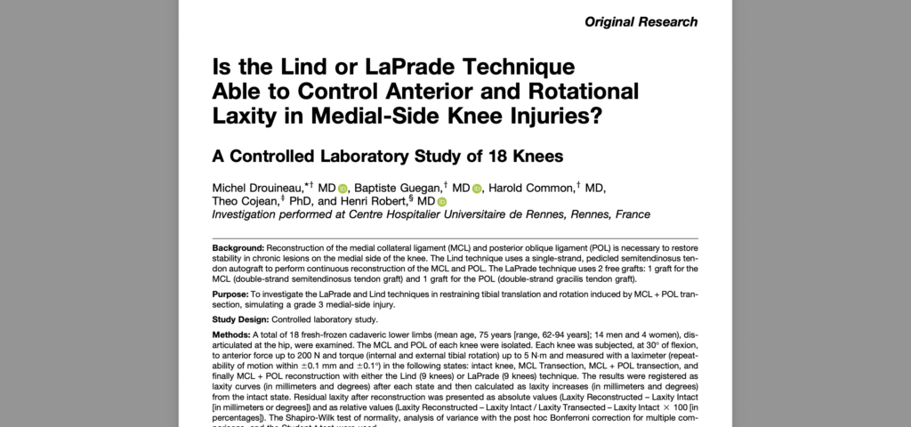 Lind Vs LaPrade: Which Medial-Side Reconstruction Better Controls ...